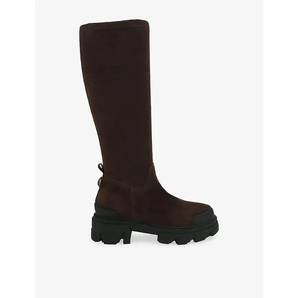 Kurt Geiger Stomp Sock Suede Knee-high Boots - Dark Brown