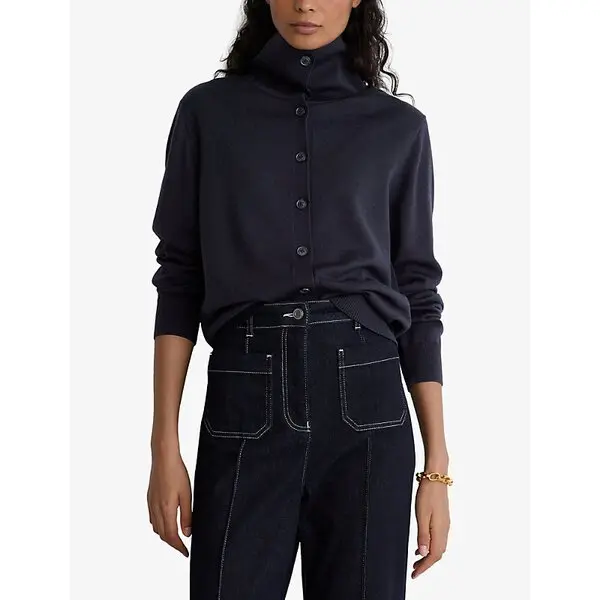 REISS Gale Collared Merino Wool Cardigan