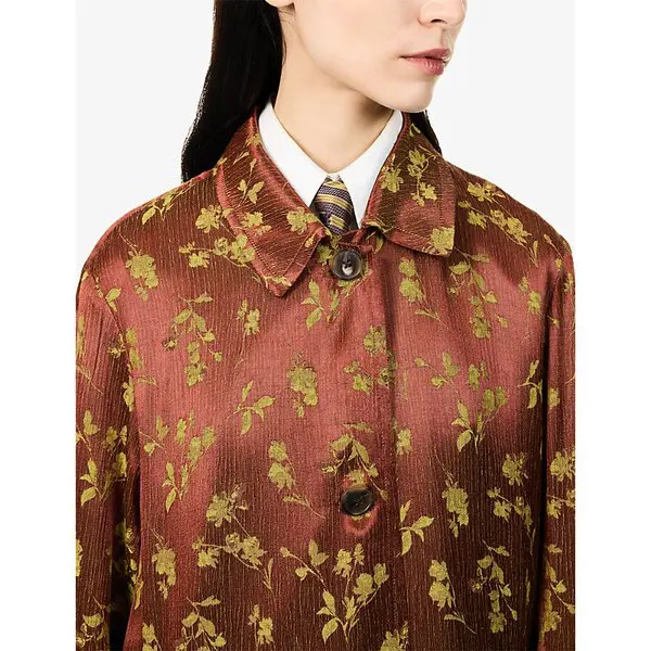 Dries Van Noten Raltonel Floral Satin-jacquard Coat