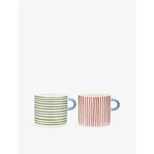 ANNA + NINA Stripe Affair Stoneware Tea Mug Set Of 2