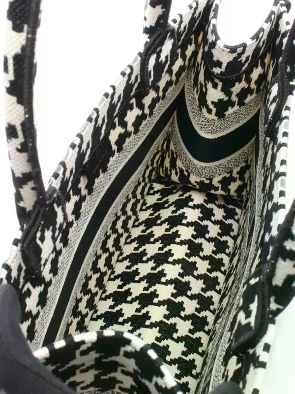 Dior 2010s Medium Book Tote Houndstooth Tote Bag