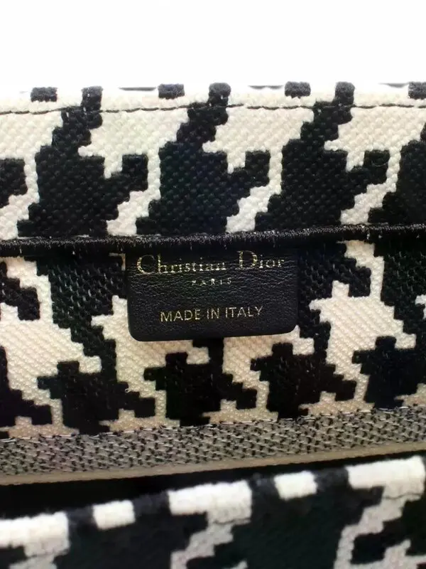 Dior 2010s Medium Book Tote Houndstooth Tote Bag