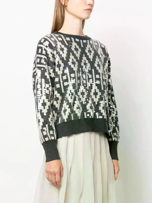 Brunello Cucinelli Sequin-embellished Printed Sweatshirt