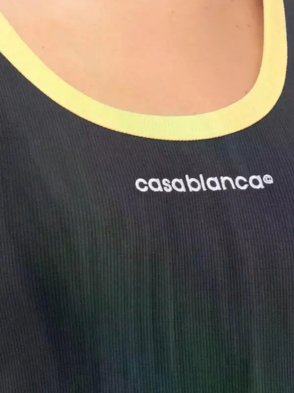 Casablanca Ribbed-knit Logo-embroidered Top