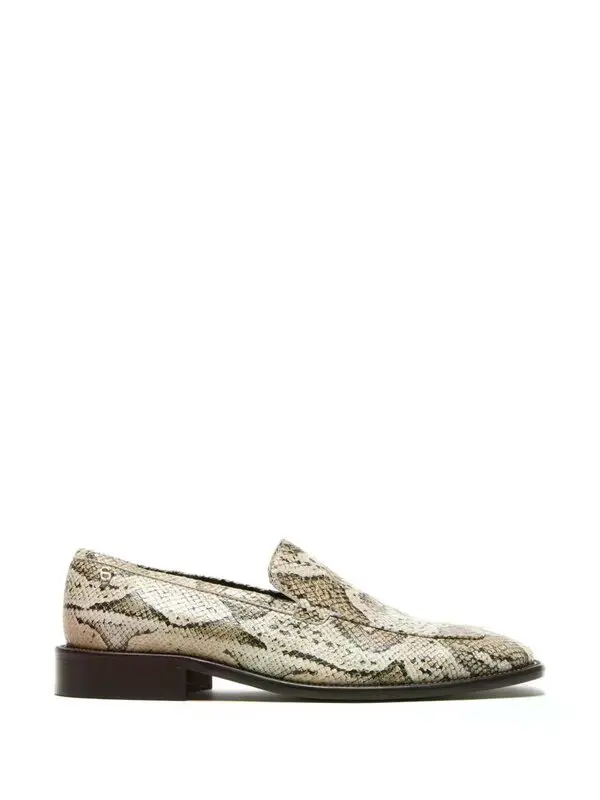 Acne Studios Snake‑print Leather Loafers - Neutrals