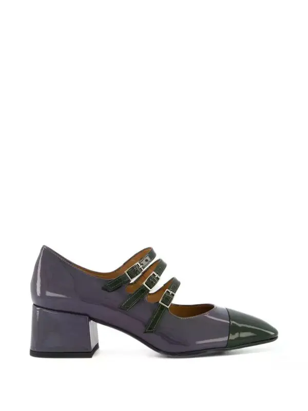 GIBALDI Martina Triple-strap Patent-leather Pumps - Grey