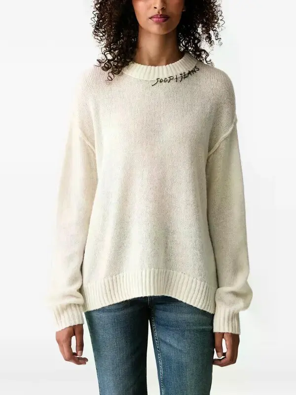 JOOP! Logo-embroidered Ribbed-trim Sweater - Neutrals