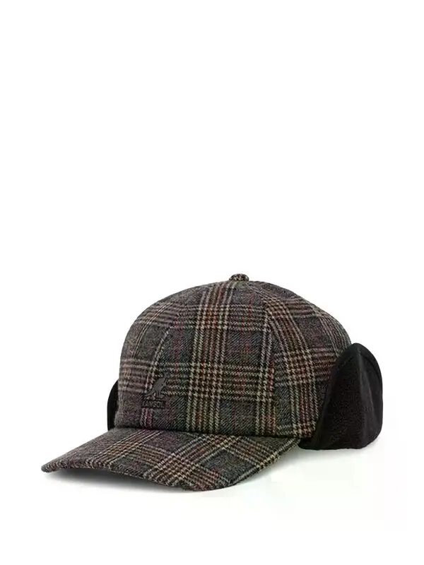 KANGOL Check-pattern Ear-flap Cap - Grey