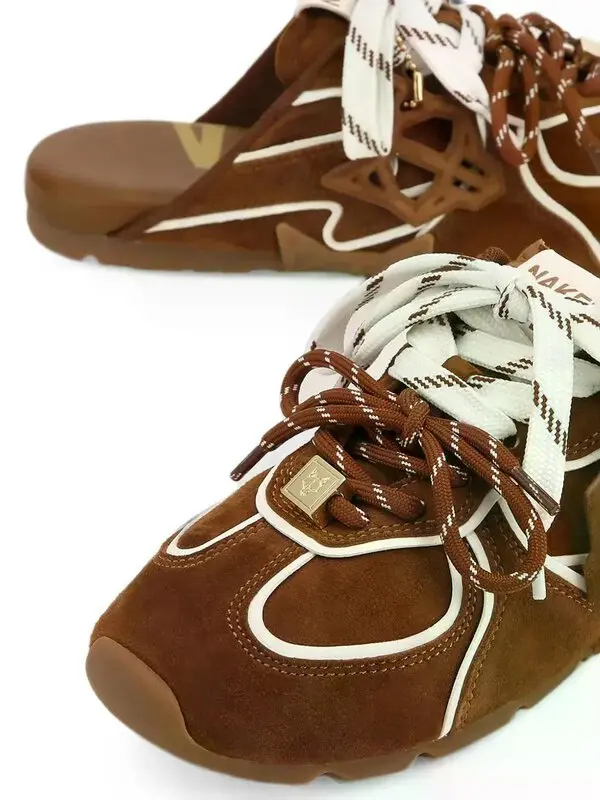 NAKED WOLFE Adorn Lace-up Suede Mules