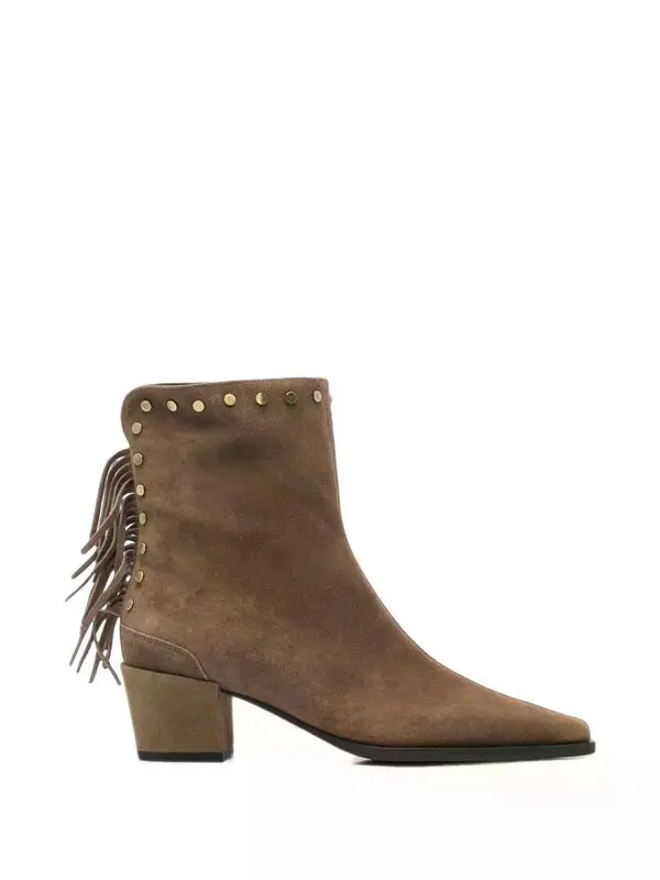 KENNEL&SCHMENGER Zuri Fringed Stud-embellished Ankle Boots - Brown
