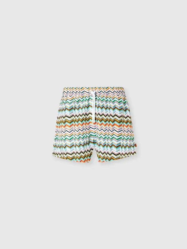 Missoni Mid-length Swim Shorts With Irregular Zigzag Print - Multicoloured
