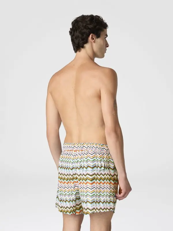 Missoni Mid-length Swim Shorts With Irregular Zigzag Print