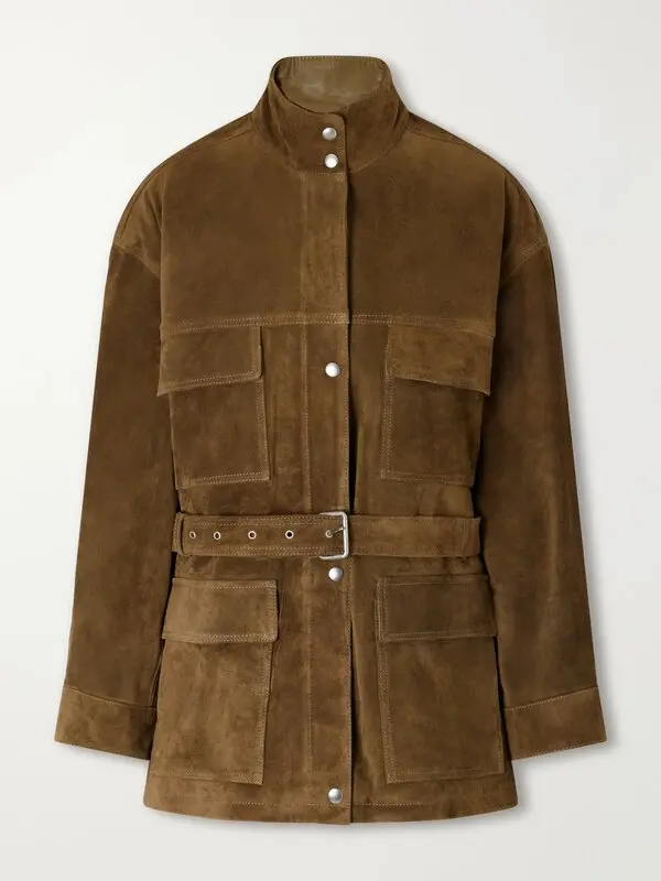 ARMA Delore Belted Paneled Suede Jacket