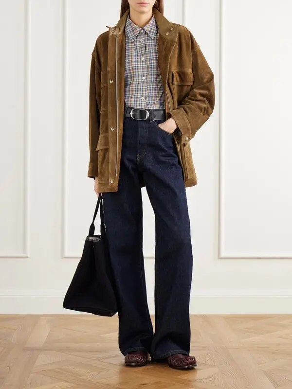 ARMA Delore Belted Paneled Suede Jacket