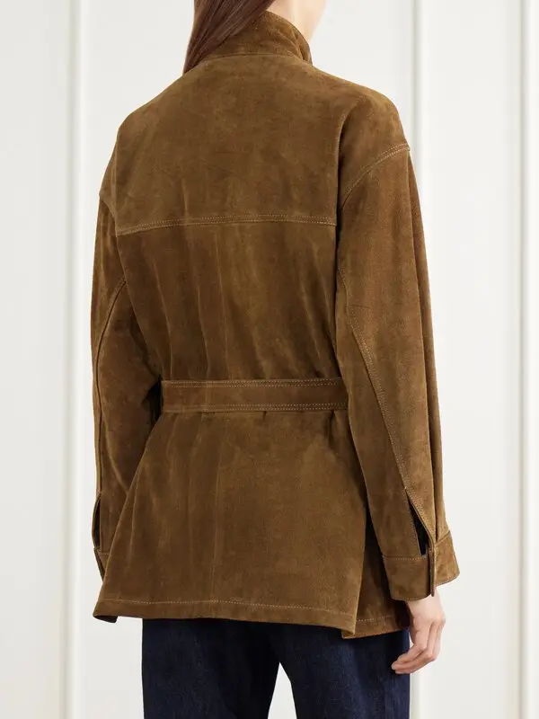 ARMA Delore Belted Paneled Suede Jacket