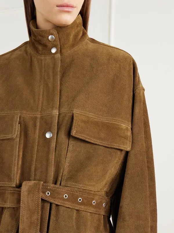 ARMA Delore Belted Paneled Suede Jacket