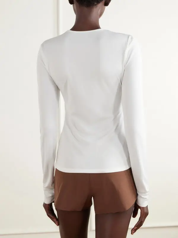 DISTRICT VISION Logo-appliquéd Paneled Recycled Mesh T-shirt