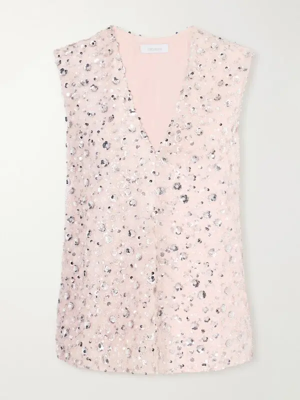 Rabanne Haut Bead And Sequin-embellished Crepe Blouse
