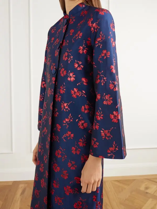 DESTREE Ruby Floral-jacquard Taffeta Coat