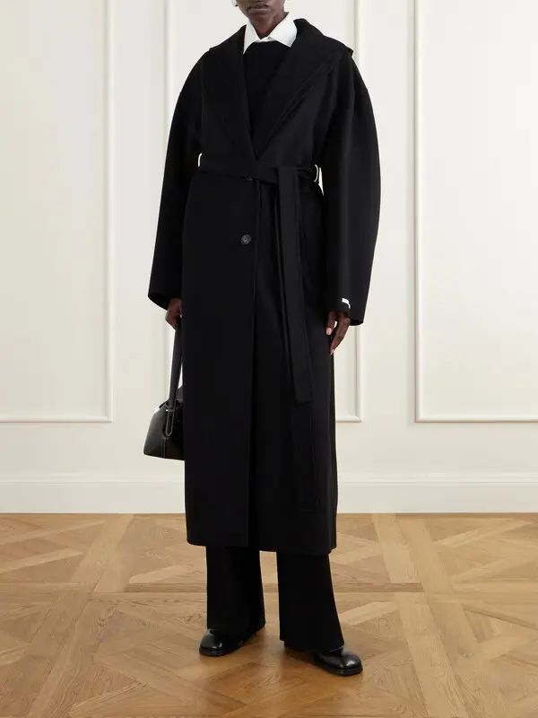 Sportmax Olmo Hooded Belted Wool-felt Coat