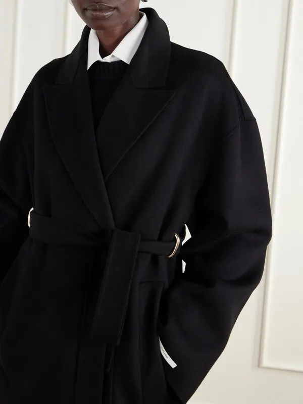 Sportmax Olmo Hooded Belted Wool-felt Coat