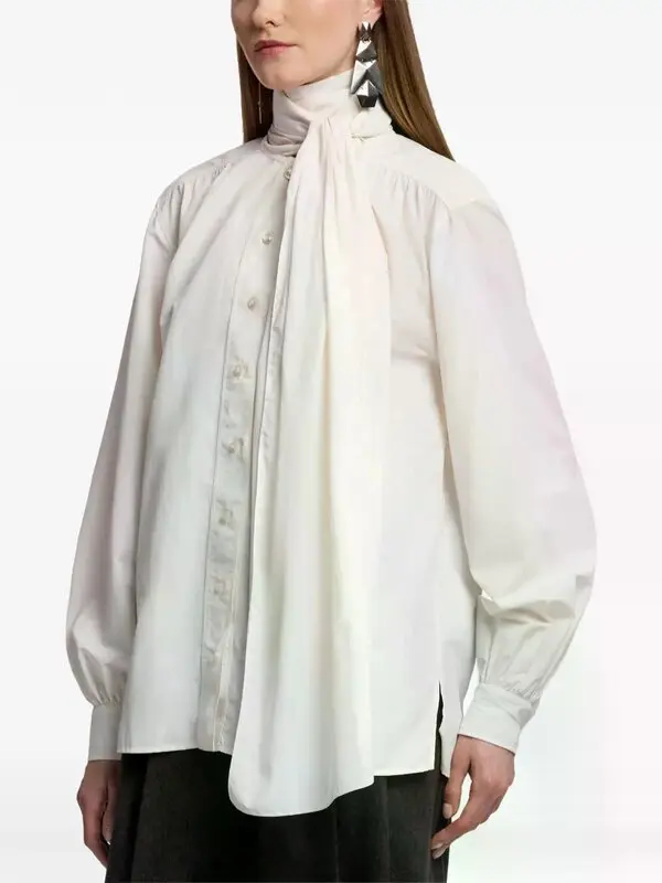 Ralph Lauren Dara Tie-neck Poplin Blouse