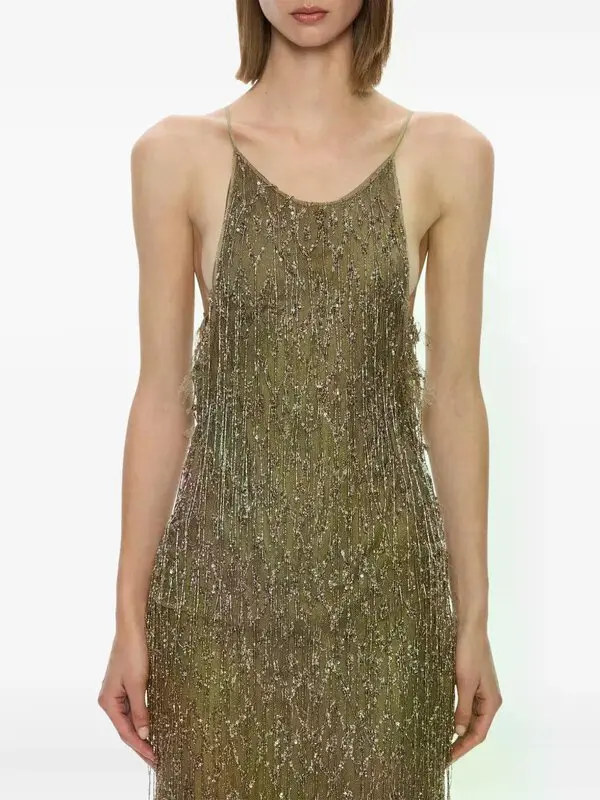 Christopher Esber Sequin-embellished Chevron-lace Mini Dress - Green