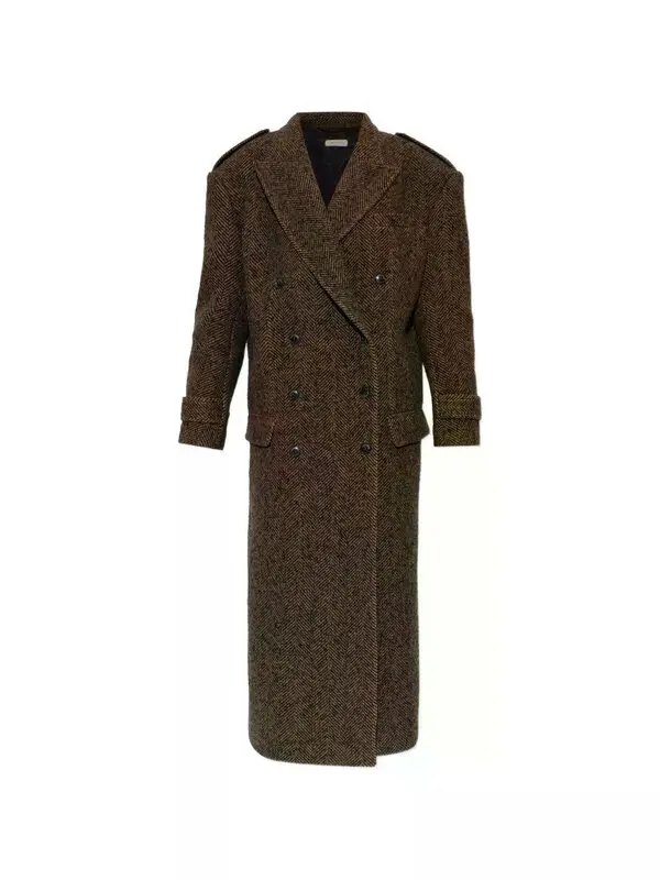 THE MANNEI Herringbone Double-breasted Coat