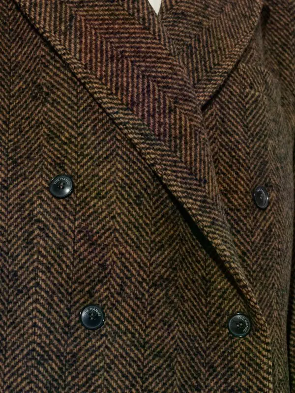 THE MANNEI Herringbone Double-breasted Coat