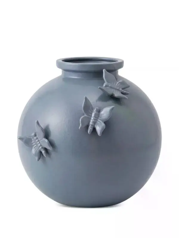 REBIRTH CERAMICS Butterfly-detail Spherical Vase - Blue