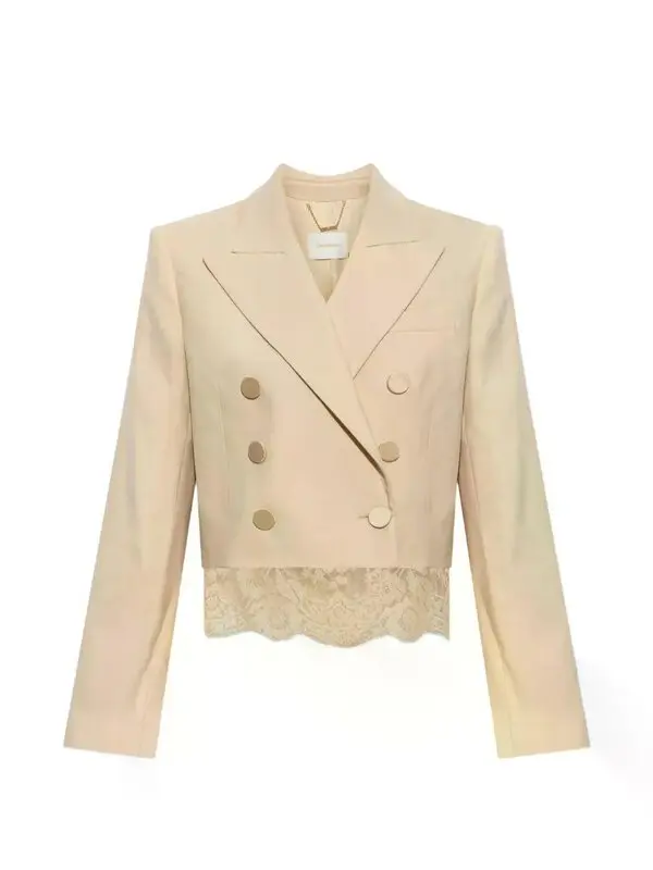 Zimmermann Valiant Lace Cropped Blazer - Neutrals