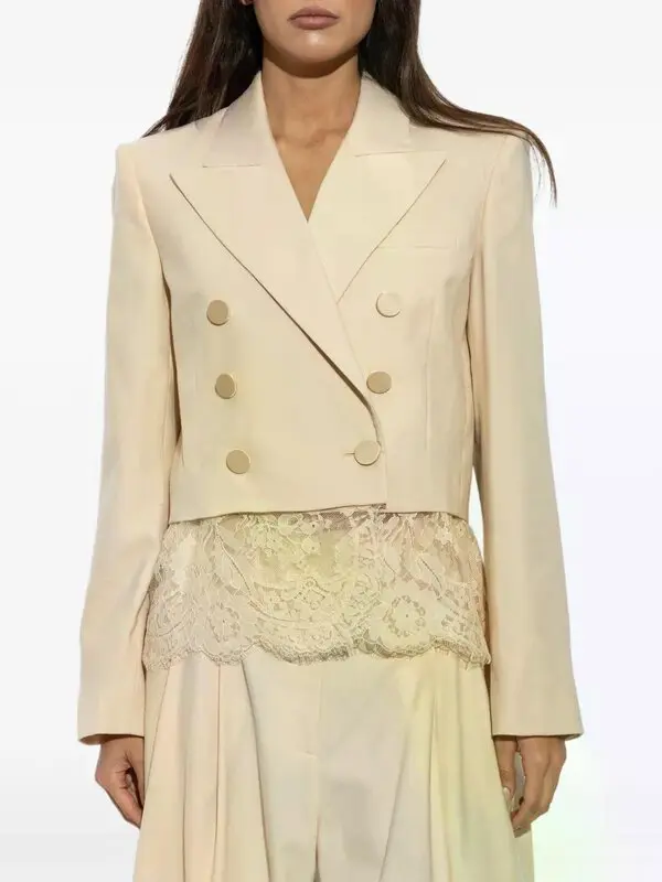 Zimmermann Valiant Lace Cropped Blazer - Neutrals