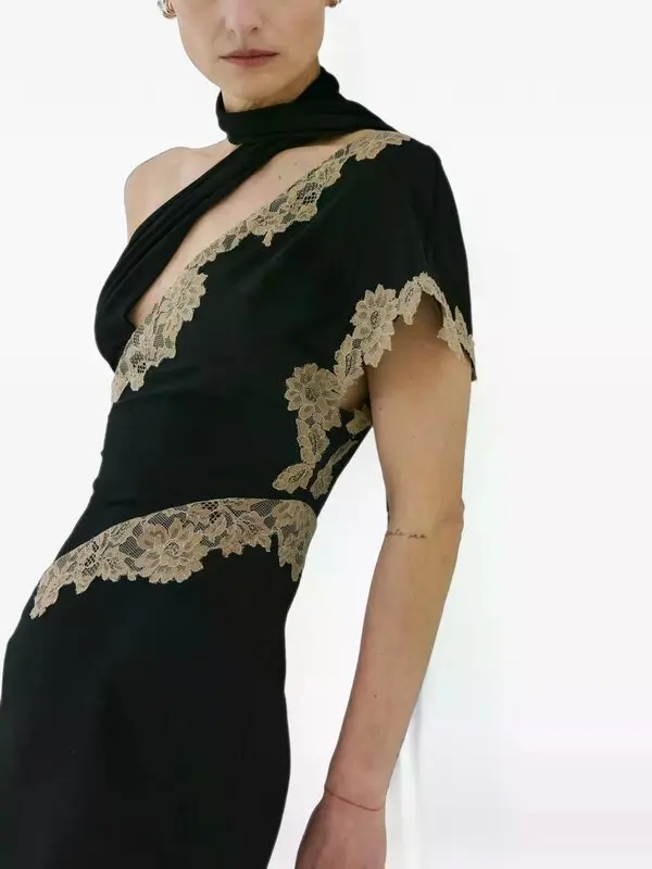DE LA VALI Fenella Lace-trim Midi Dress