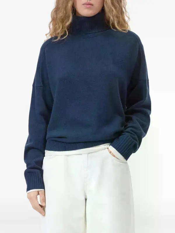Closed Roll-neck Drop-shoulder Sweater