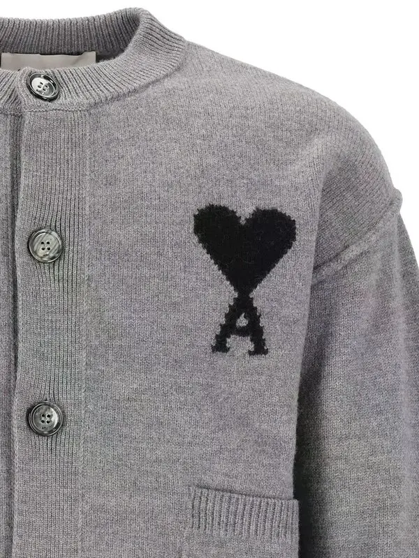 AMI Paris De Coeur Crew-neck Cardigan