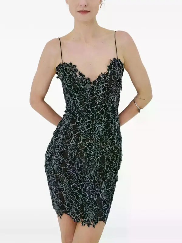 DE LA VALI Emerald Lace-embellished Ruffled Maxi Dress - Black