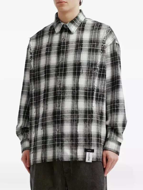 Izzue Frayed-detailing Check-pattern Shirt