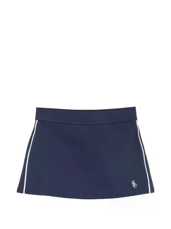 Sporty & Rich Logo-embroidered Contrast-trim Tennis Mini Skirt - Blue