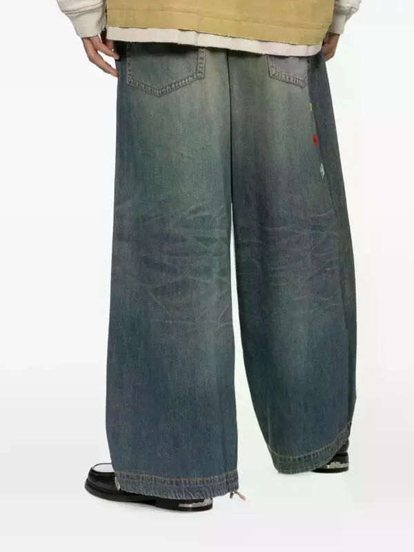 Mihara Yasuhiro Price Tag Sticker-printed Wide Denim Pants
