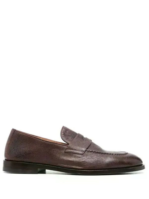 Brunello Cucinelli Almond-toe Flat-sole Loafers - Brown