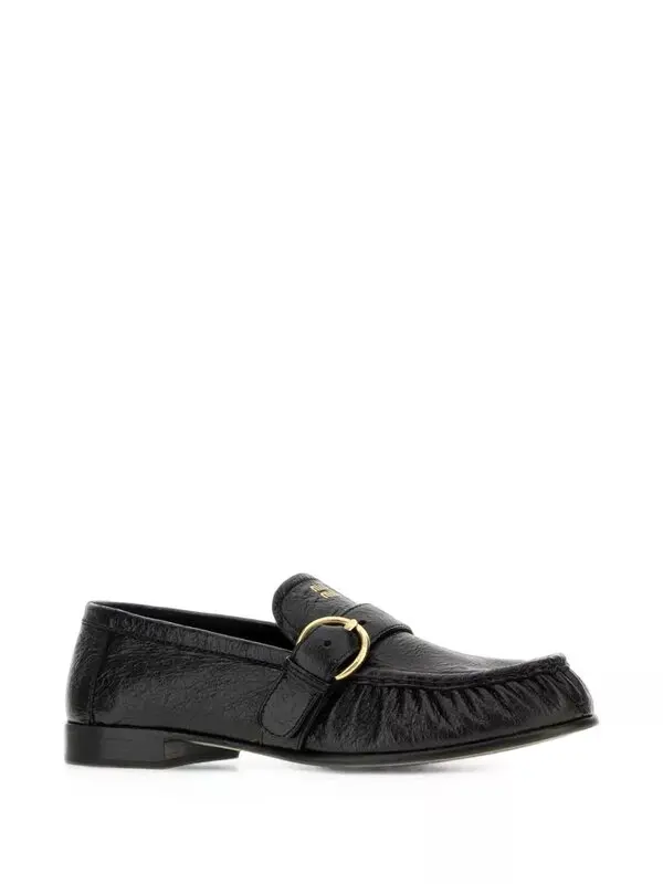Miu Miu Buckle-fastening Crinkled Leather Loafers