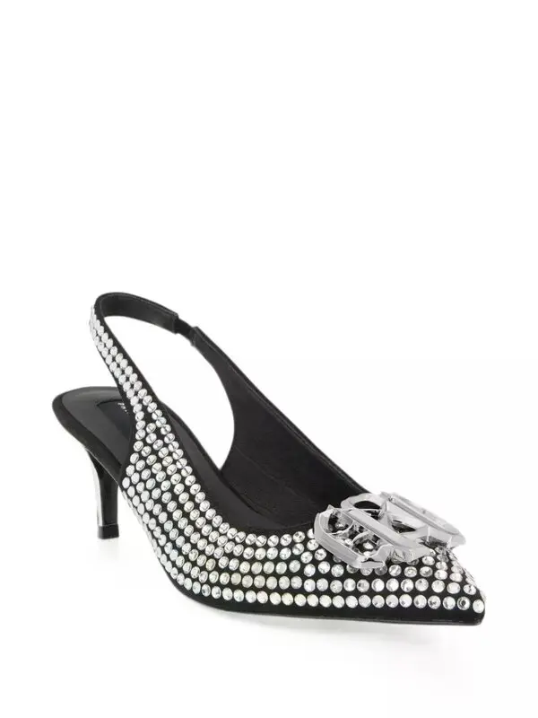 Philipp Plein Suede Strass Slingback Shoes