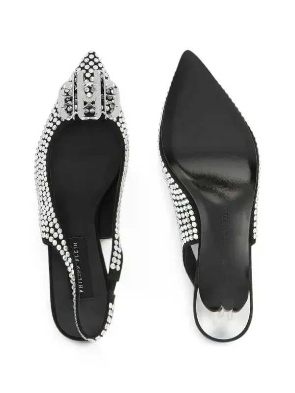 Philipp Plein Suede Strass Slingback Shoes