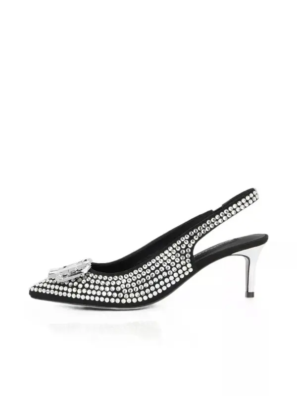 Philipp Plein Suede Strass Slingback Shoes