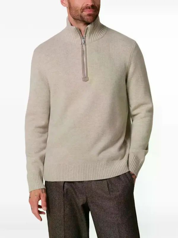 PROFUOMO Quarter-zip Ribbed-trim Sweater
