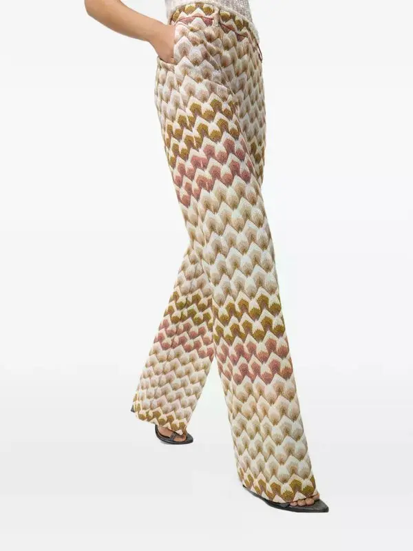 Missoni Straight-leg Viscose Lamé Trousers With Lace Motif - Neutrals