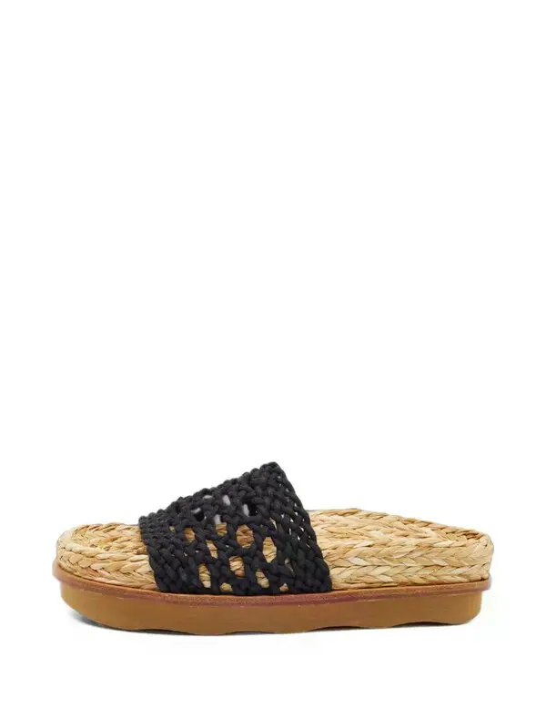 Chloé Wavy Crochet Sandals - Black