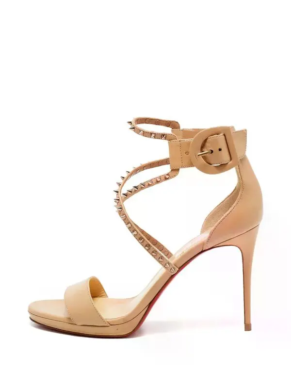 CHRISTIAN LOUBOUTIN Choca Lux Spiked-details Sandals - Neutrals