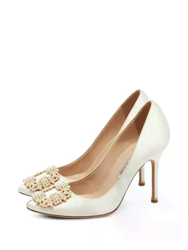 Manolo Blahnik Hangisi Crystal-buckle Heeled Pumps