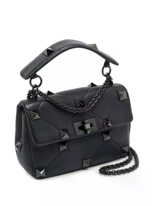 Valentino Garavani Medium Roman Stud Spike Studded Tote Bag - Black